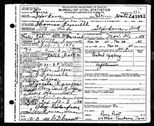Tom Fennell- WWI Servicemen Sponsorship 2018 - Smith County Historical ...