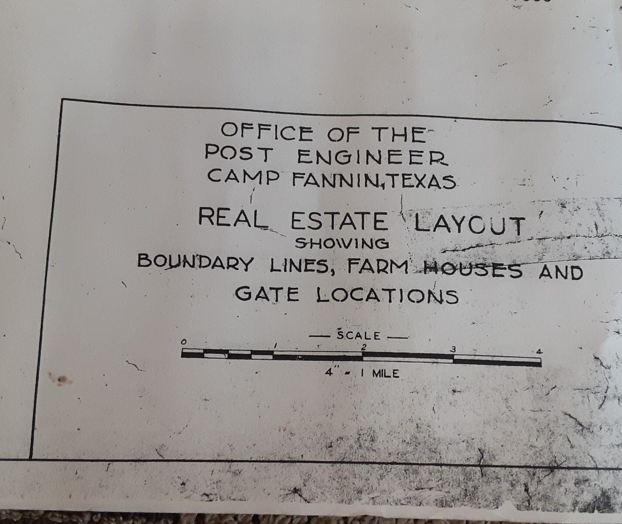Camp Fannin Map of Boundary Lines, Farm Houses, and Gate Locations ...