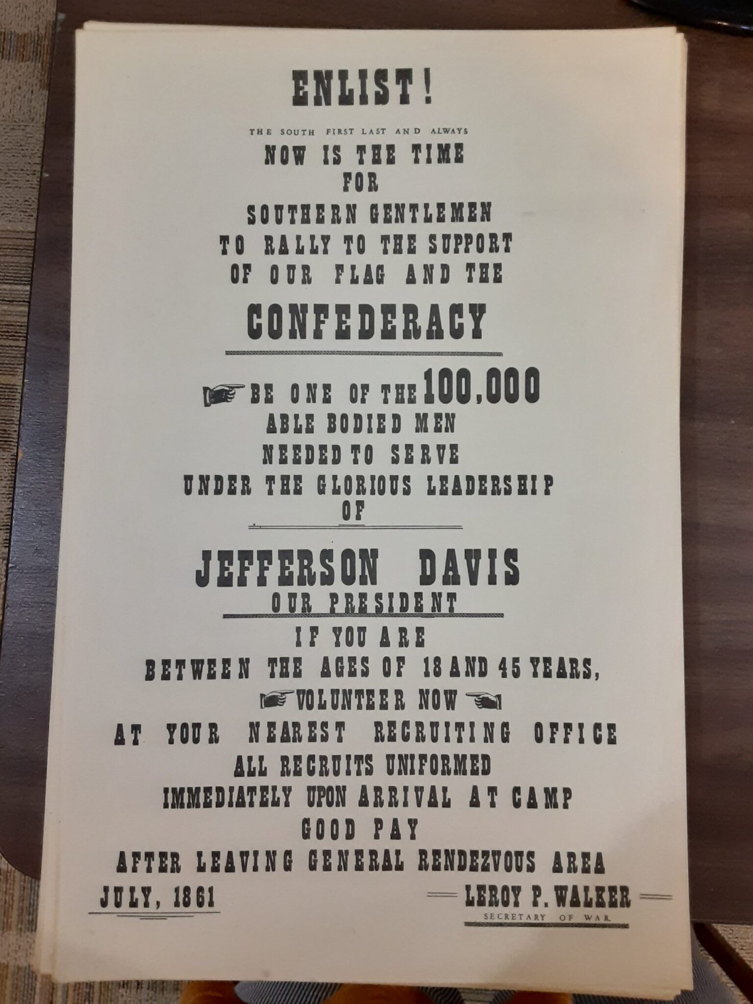 Enlistment Poster for the Confederate Army (reproduction) - Smith ...